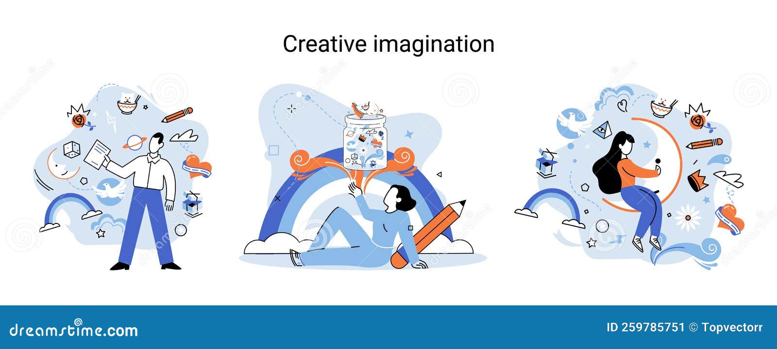 Creative Mind, Imagination or Brainstorm or Originative Idea Concept ...