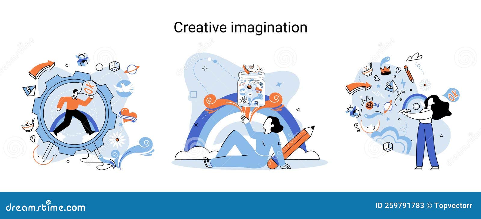 Creative Mind, Imagination or Brainstorm or Originative Idea Concept ...