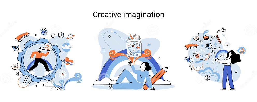 Creative Mind, Imagination or Brainstorm or Originative Idea Concept ...