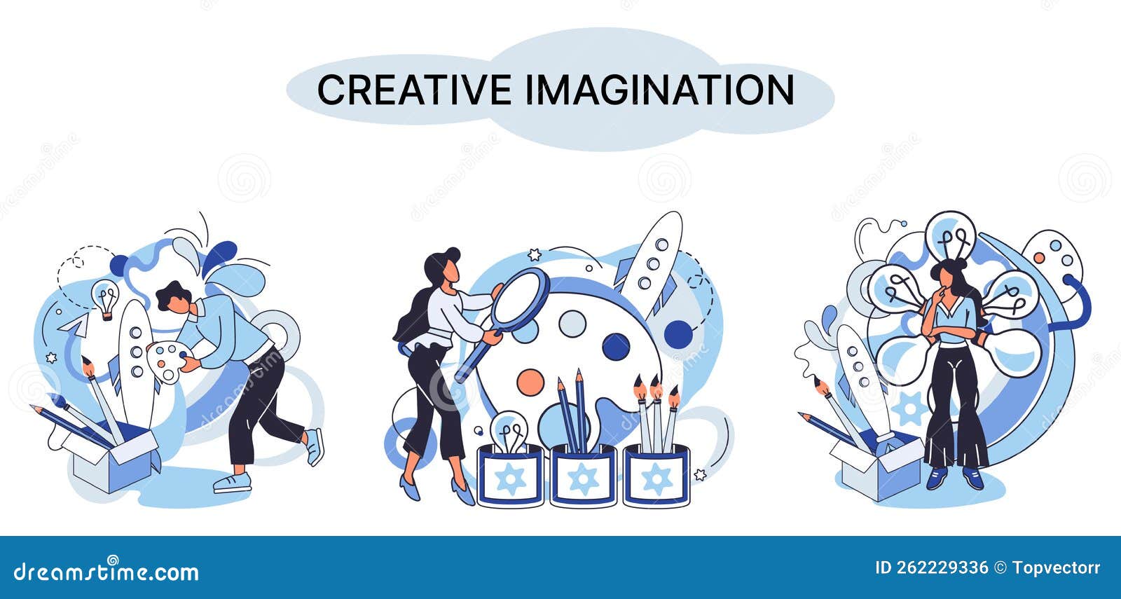 Creative Mind, Imagination or Brainstorm or Originative Idea Concept ...