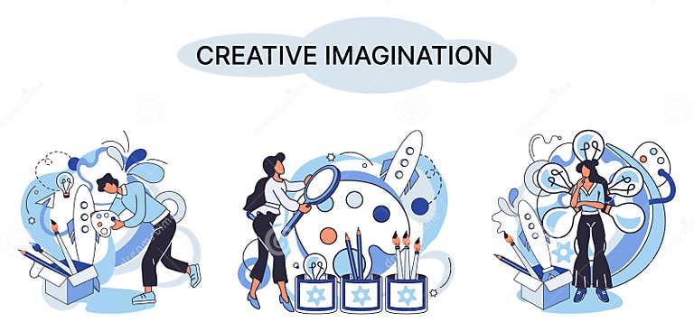Creative Mind, Imagination or Brainstorm or Originative Idea Concept ...
