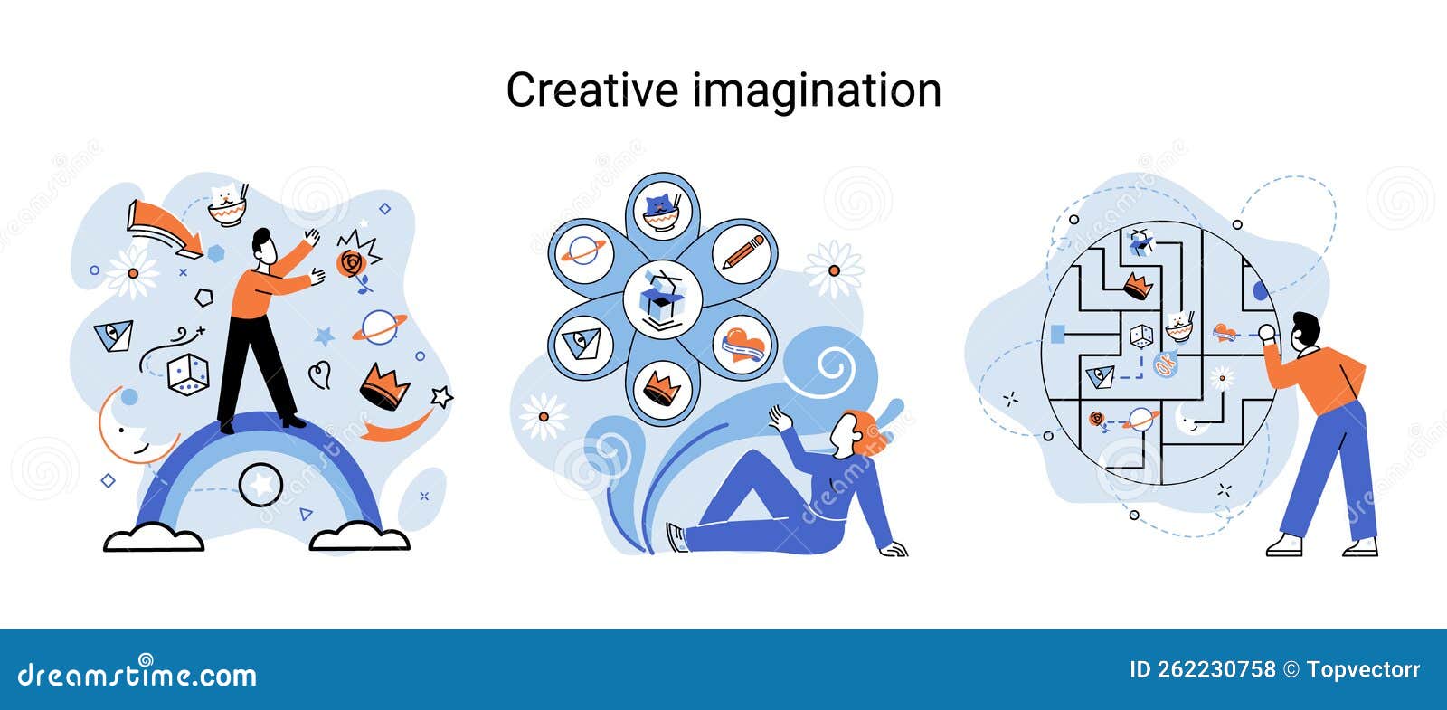 Creative Mind, Imagination or Brainstorm or Originative Idea Concept ...