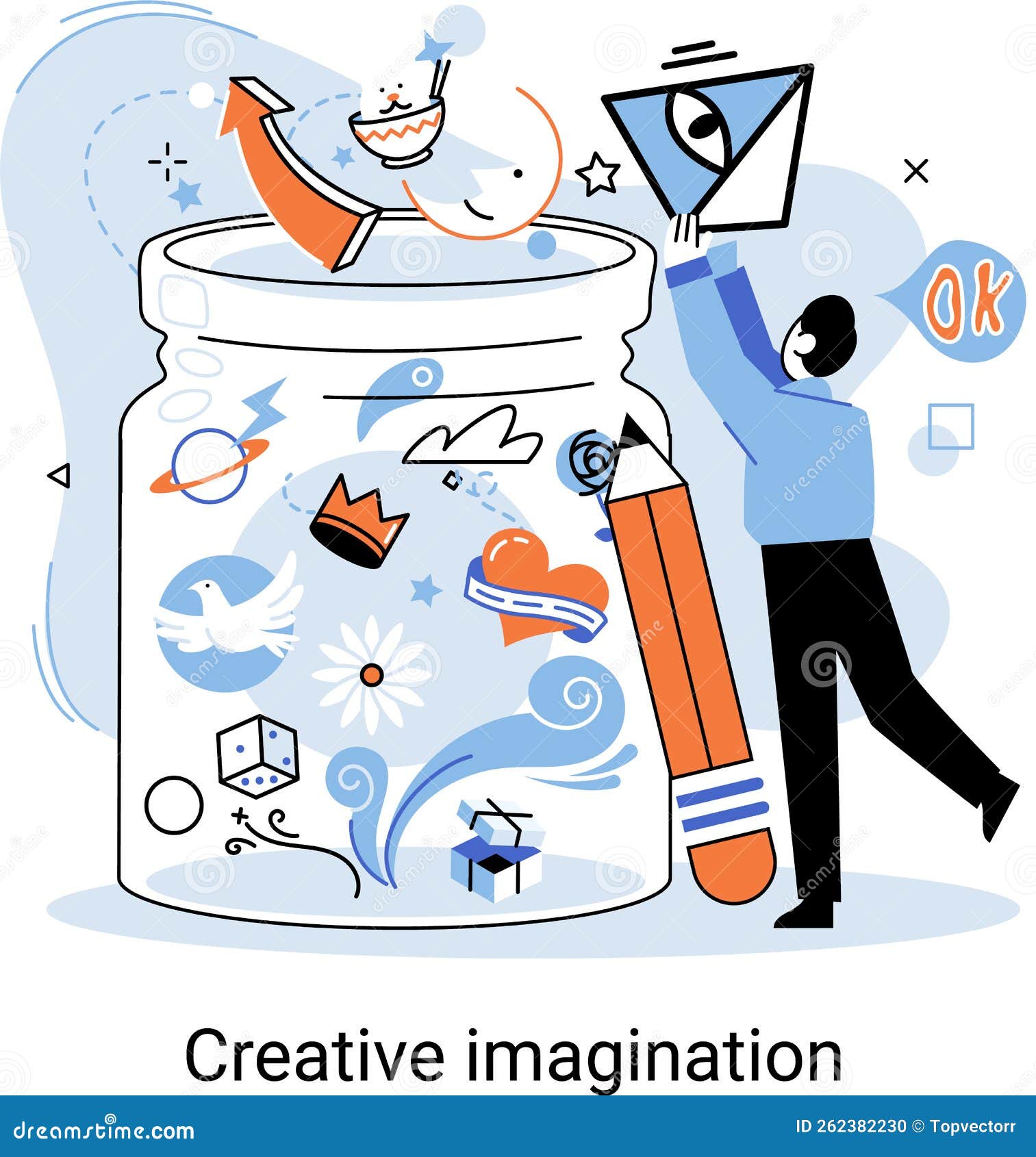 Creative Mind, Imagination or Brainstorm or Originative Idea Concept ...