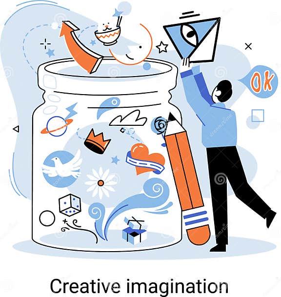 Creative Mind, Imagination or Brainstorm or Originative Idea Concept ...