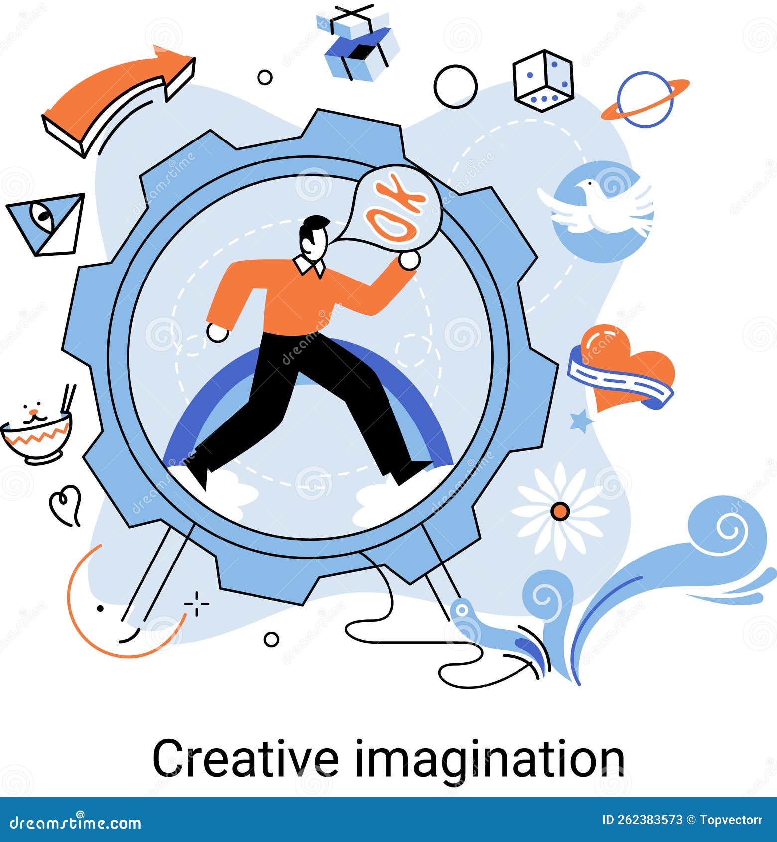Creative Mind, Imagination or Brainstorm or Originative Idea Concept ...