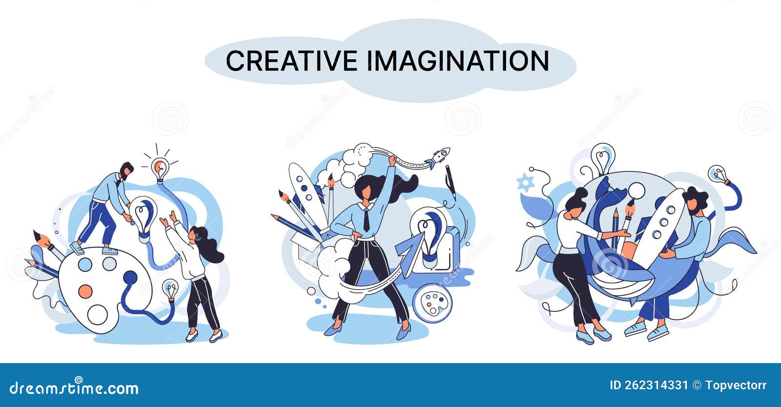 Creative Mind, Imagination or Brainstorm or Originative Idea Concept ...