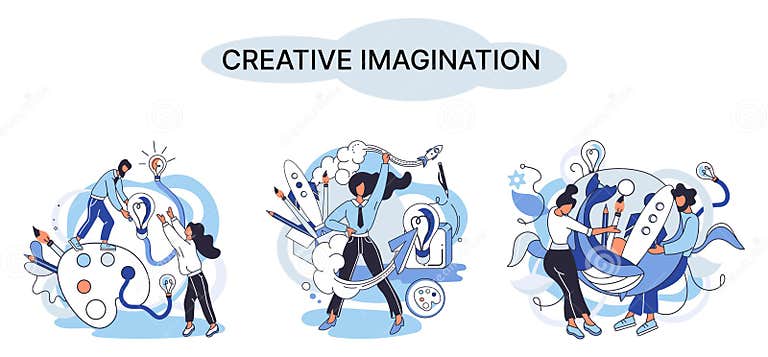 Creative Mind, Imagination or Brainstorm or Originative Idea Concept ...