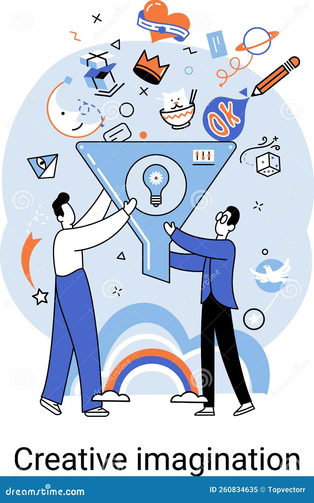 Creative Mind, Imagination or Brainstorm or Originative Idea Concept ...