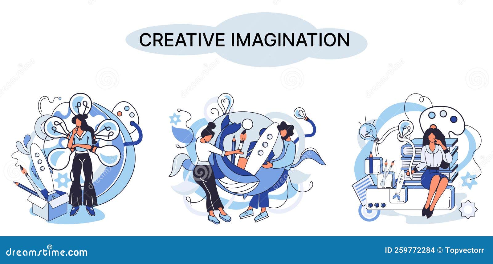 Creative Mind, Imagination or Brainstorm or Originative Idea Concept ...