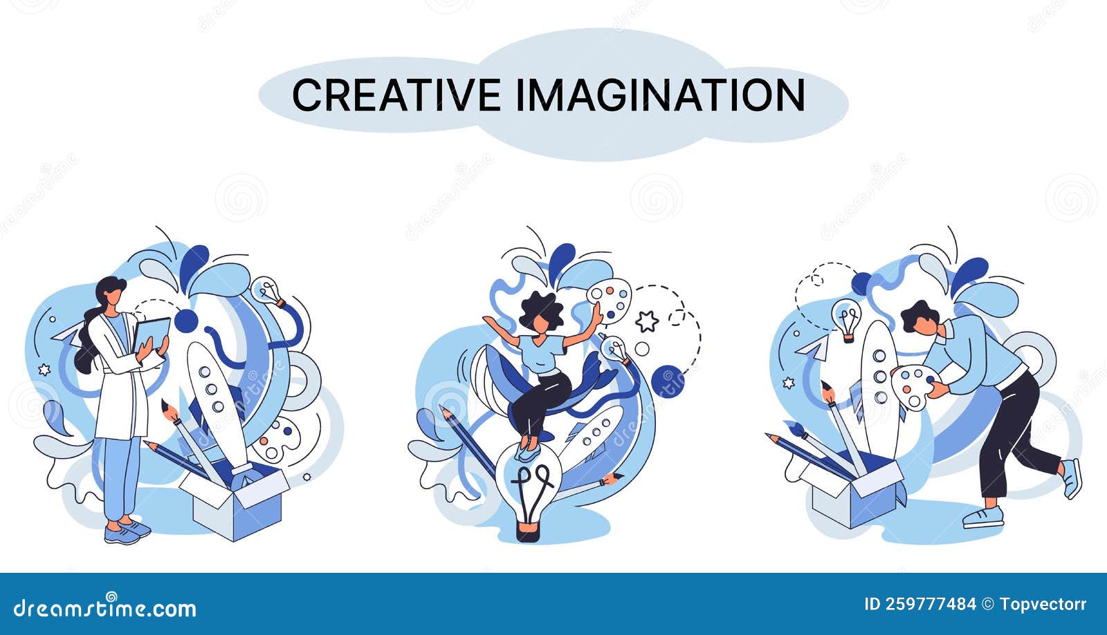 Creative Mind, Imagination or Brainstorm or Originative Idea Concept ...