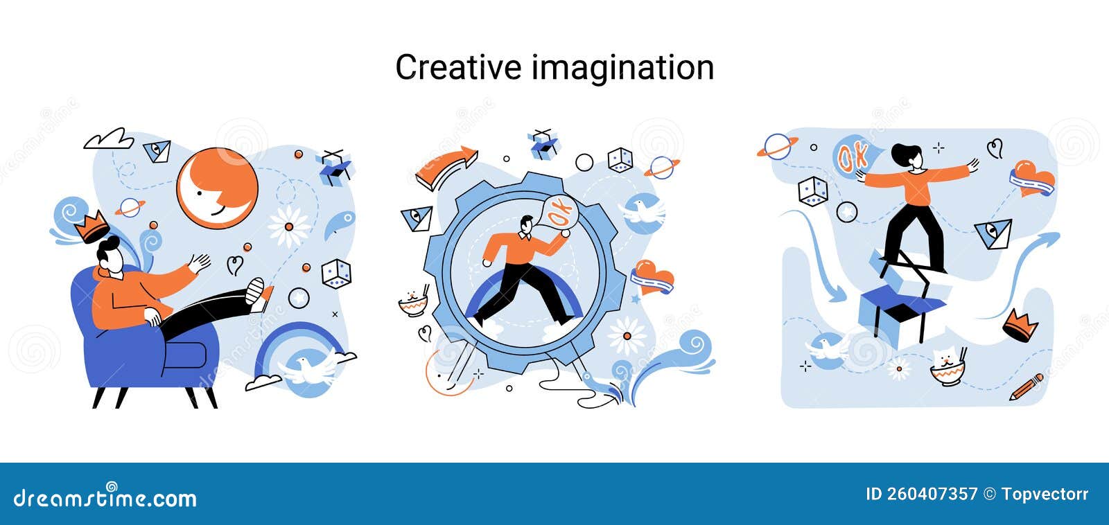 Creative Mind, Imagination or Brainstorm or Originative Idea Concept ...