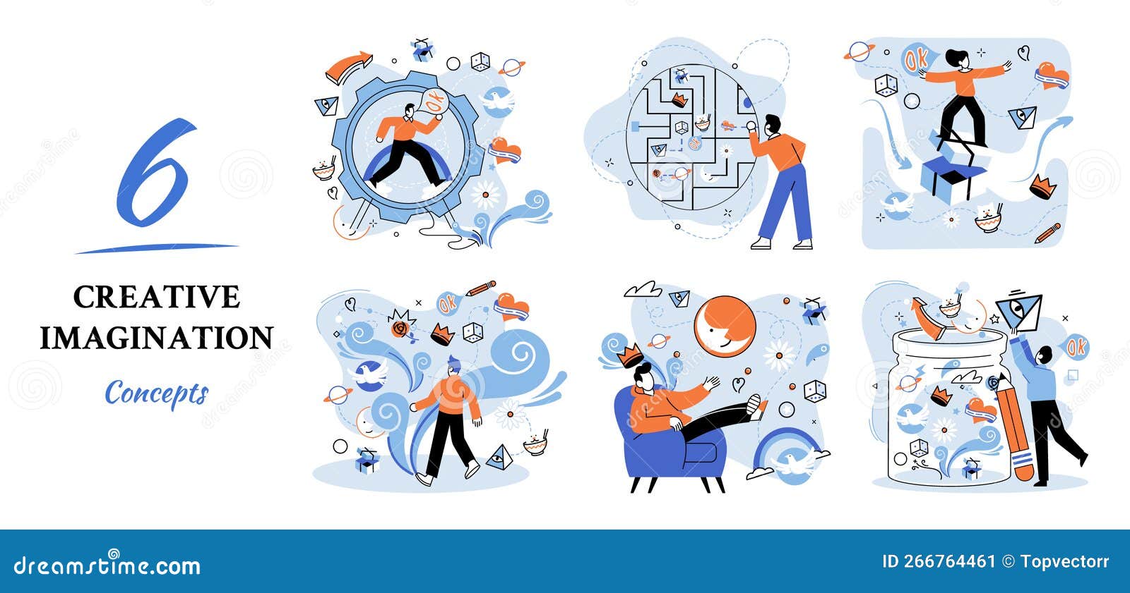 Creative Mind, Imagination or Brainstorm or Originative Idea Concept ...