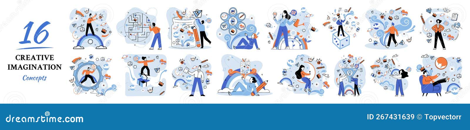 Creative Mind, Imagination or Brainstorm or Originative Idea Concept ...