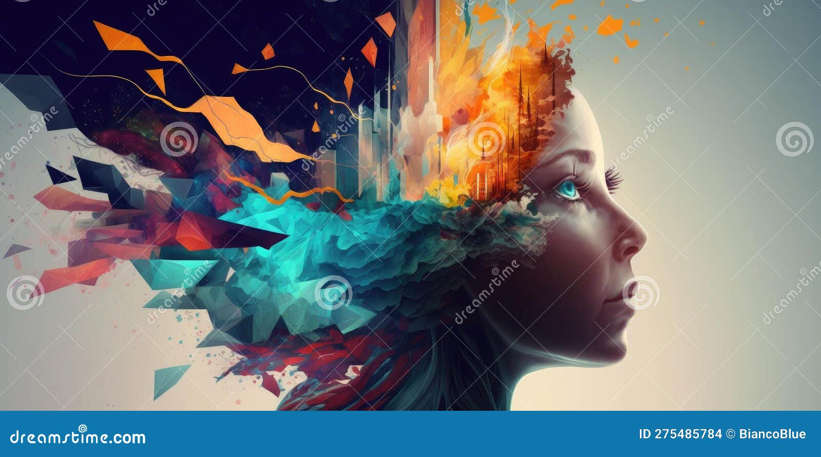 Creative Mind Imagination Concept Art, Exploding Emotions Out of Head ...