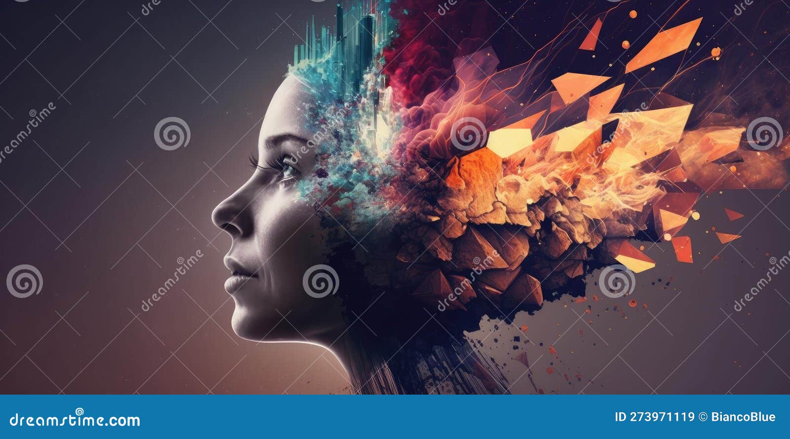 Creative Mind Imagination Concept Art, Exploding Emotions Out of Head ...