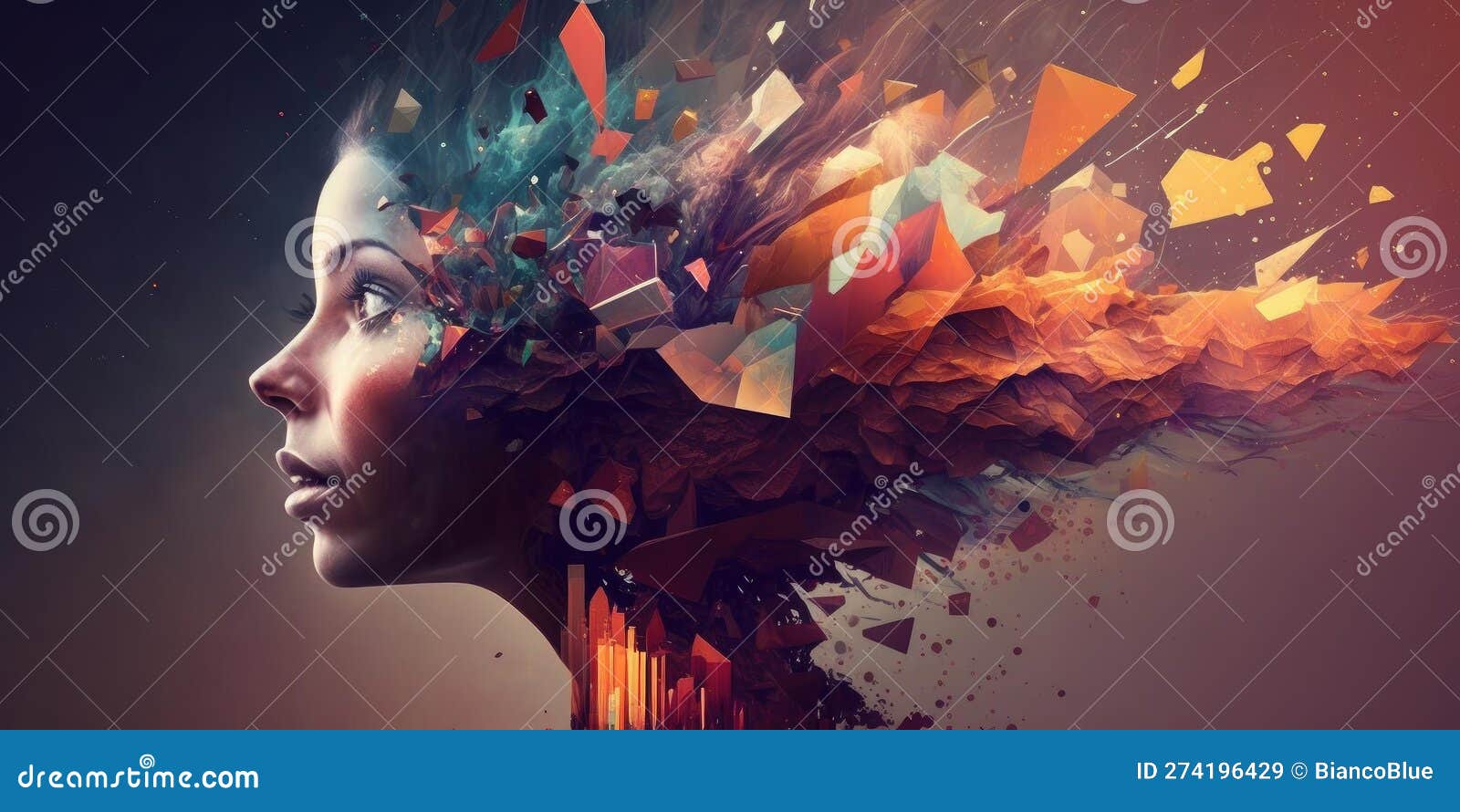 Creative Mind Imagination Concept Art, Exploding Emotions Out of Head ...