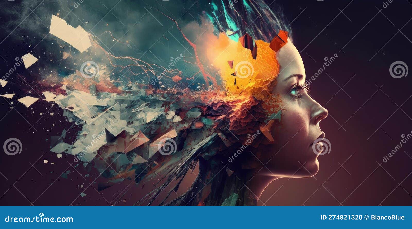Creative Mind Imagination Concept Art, Exploding Emotions Out of Head ...