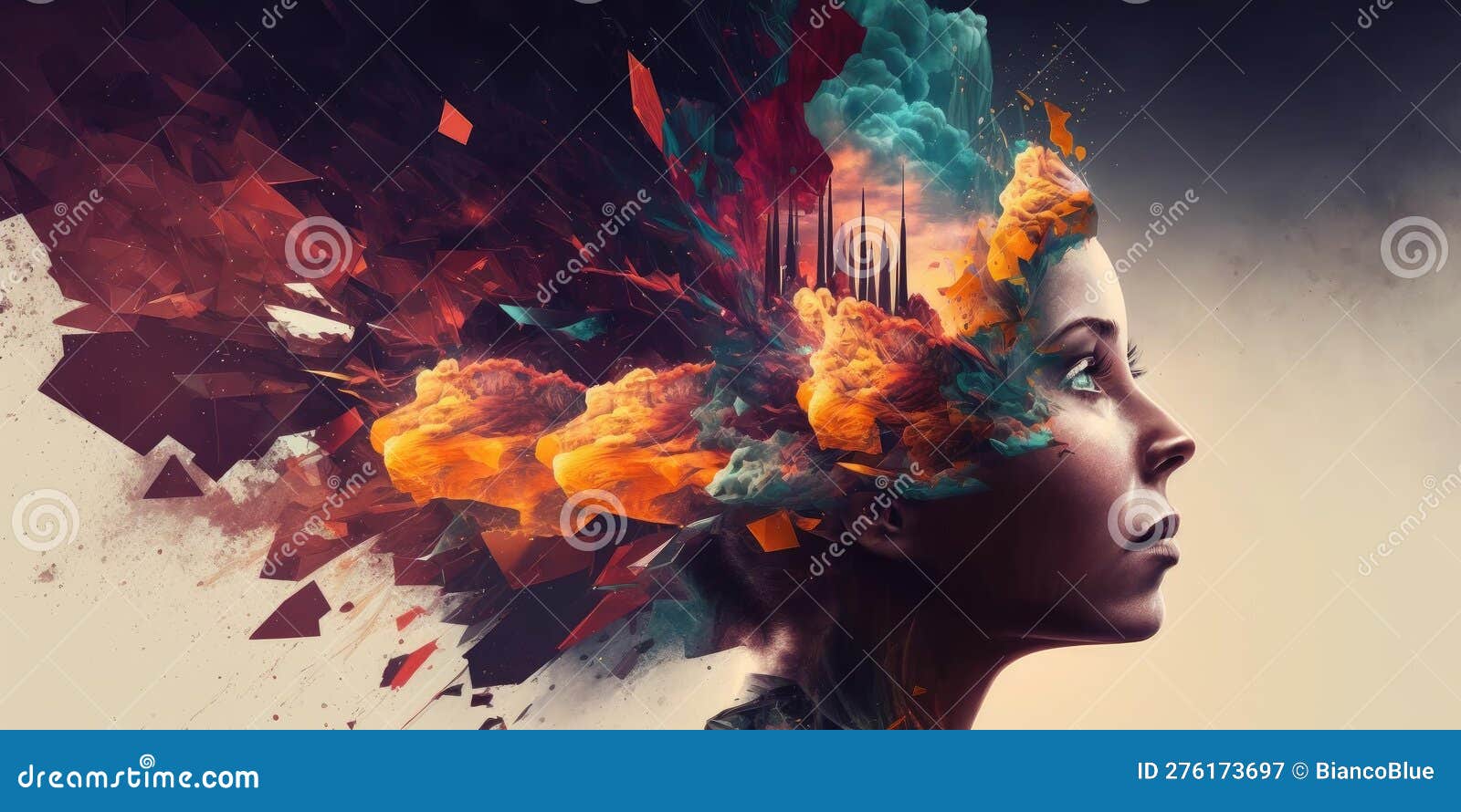 Creative Mind Imagination Concept Art, Exploding Emotions Out of Head ...