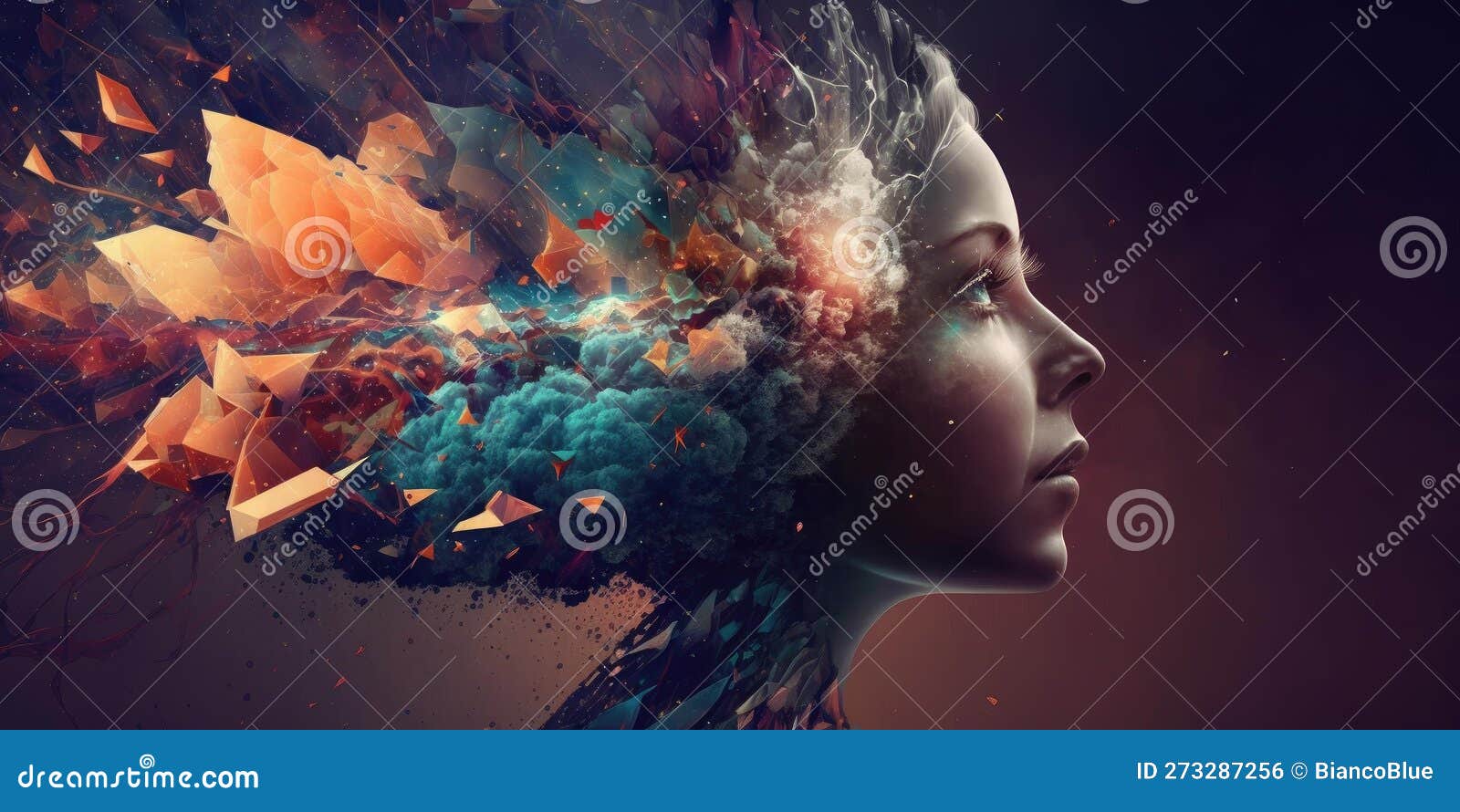 Creative Mind Imagination Concept Art, Exploding Emotions Out of Head ...