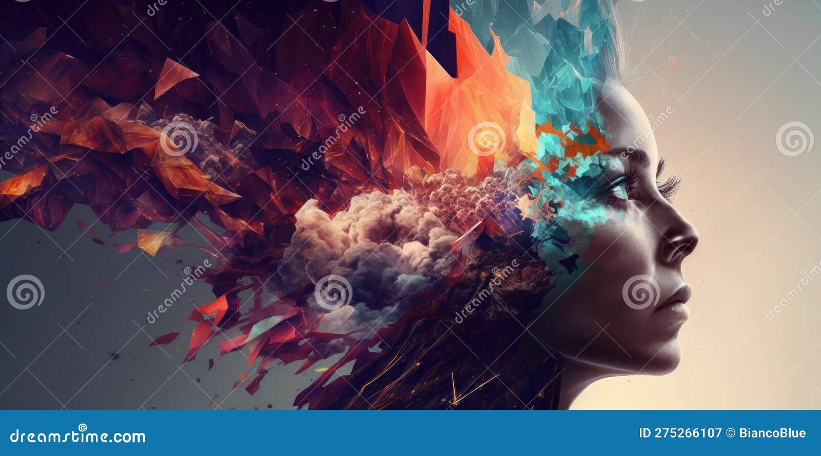 Creative Mind Imagination Concept Art, Exploding Emotions Out of Head ...