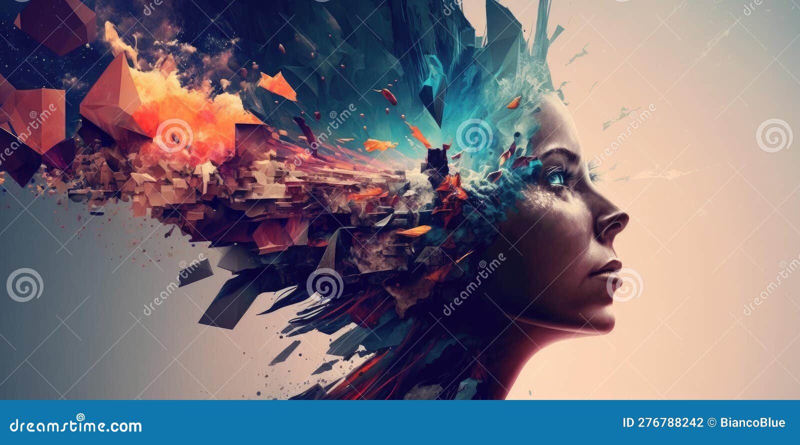 Creative Mind Imagination Concept Art, Exploding Emotions Out of Head ...