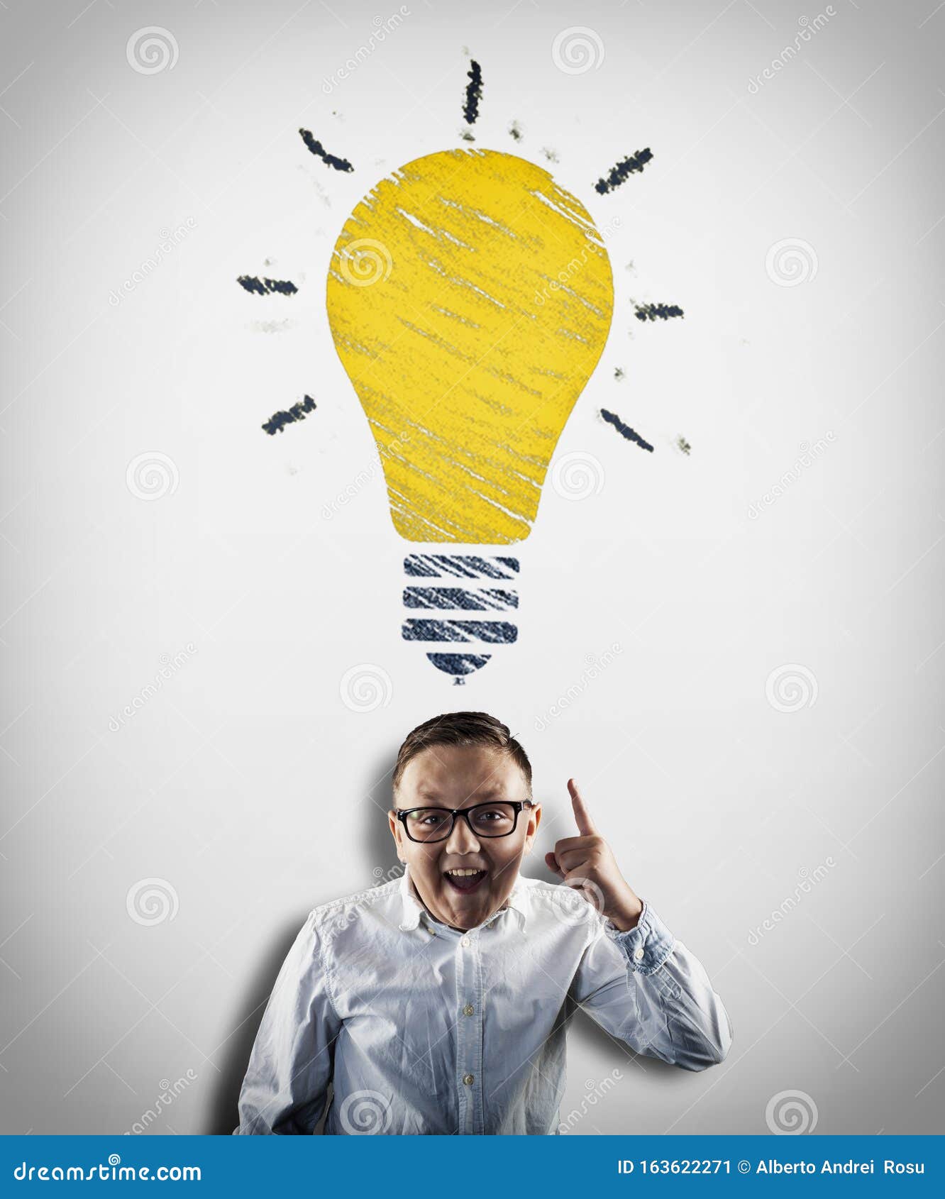 Creative Mind. Kid Having an Idea. Stock Image - Image of thinking ...