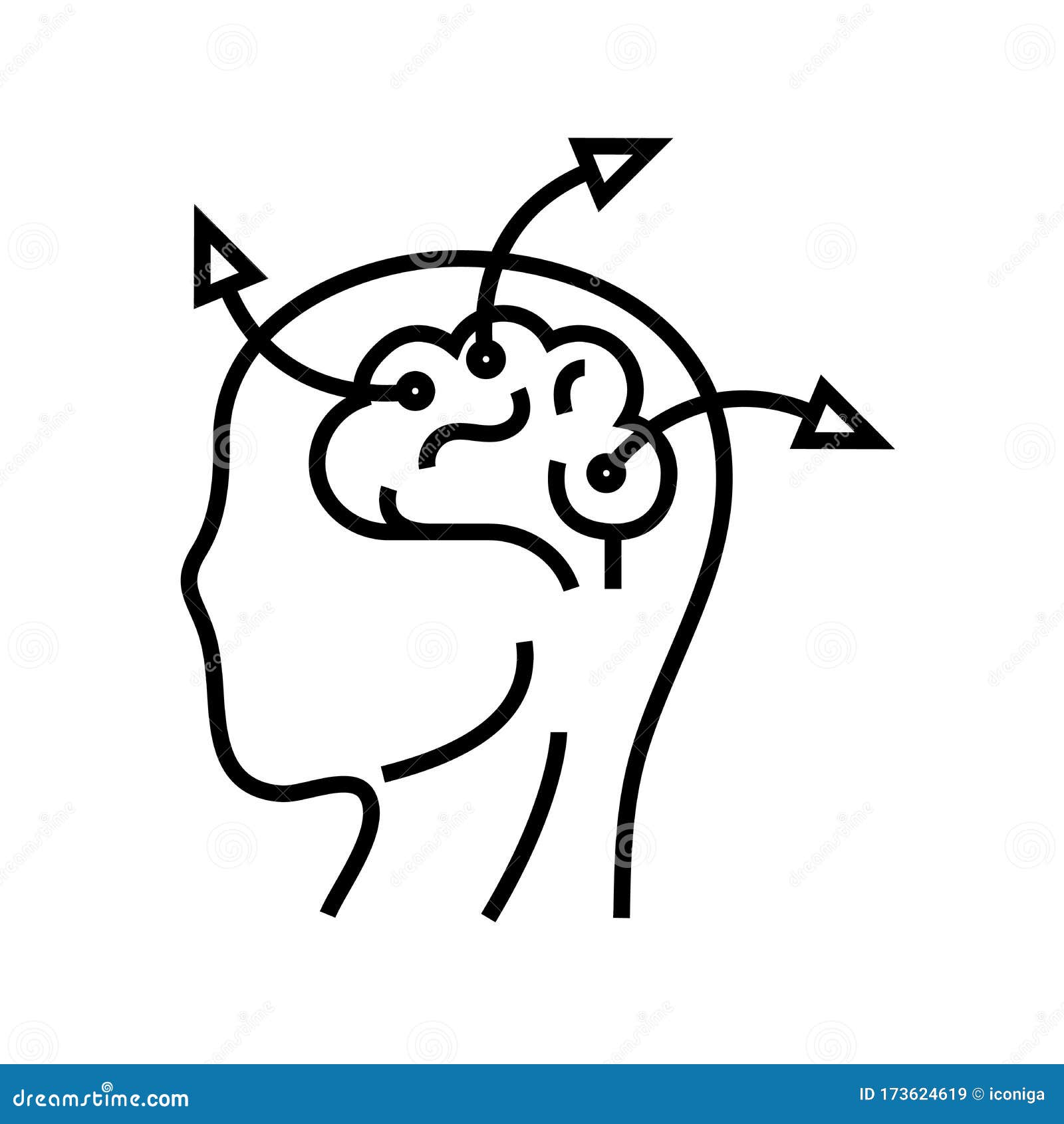 Creative Mind Line Icon, Concept Sign, Outline Vector Illustration ...