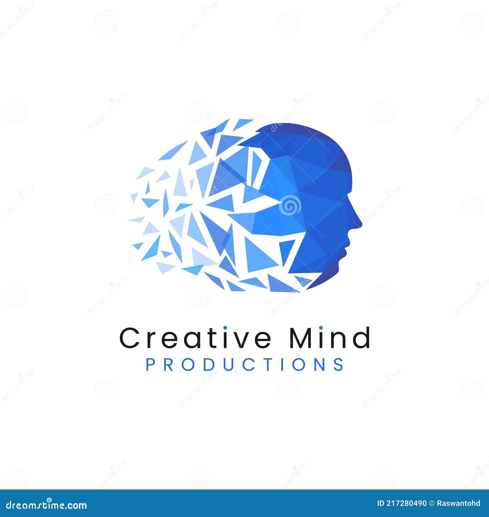 Creative Mind Logo Design. Abstract People Face with Blue Digital ...