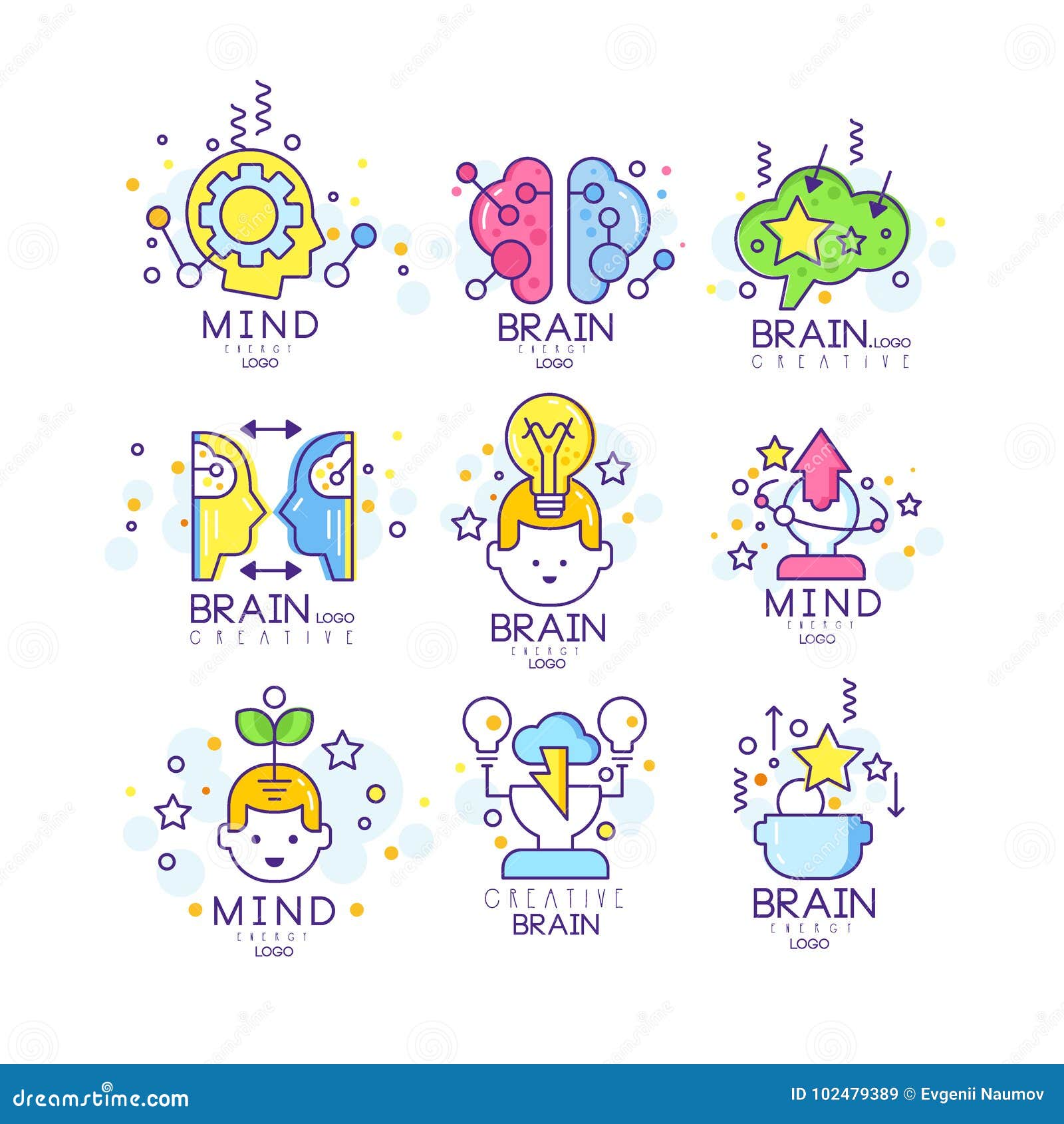 Creative Mind Original Logo Design, Creation and Idea Elements Colorful ...