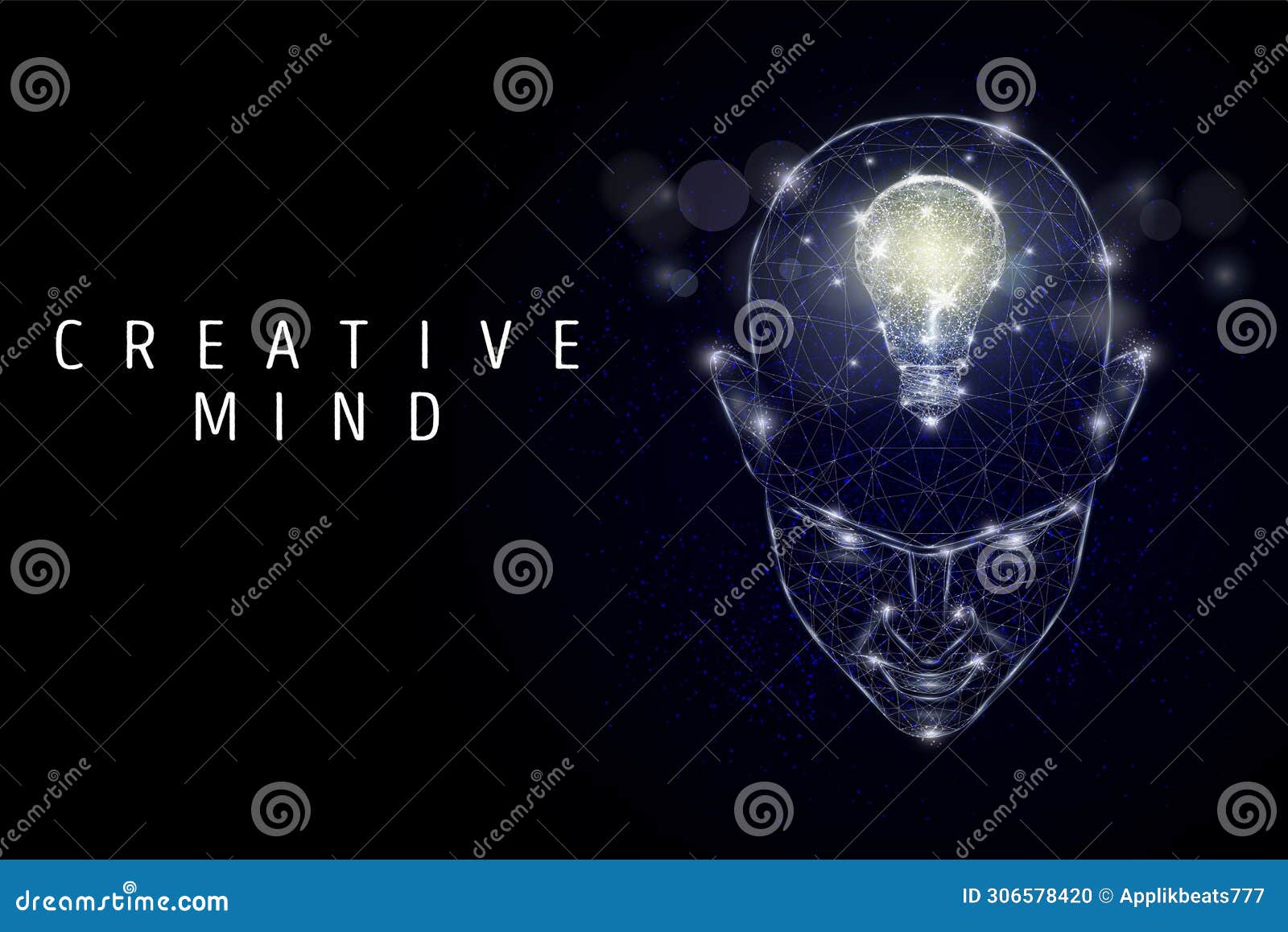 Creative Mind Poster, Banner Template, Vector Polygonal Art Style ...