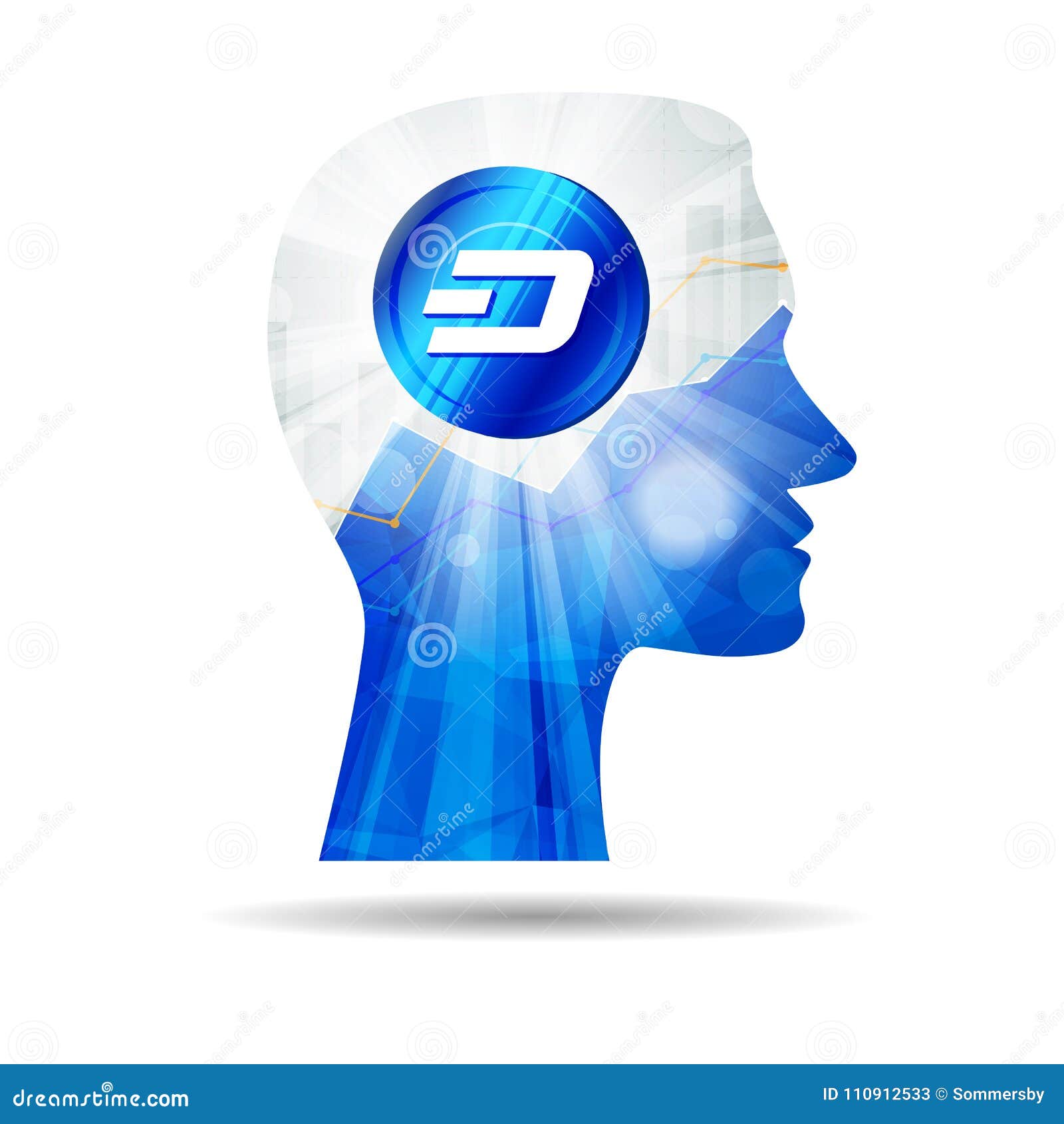Creative Mind Thinking about of Dash Coin Icon Stock Vector ...