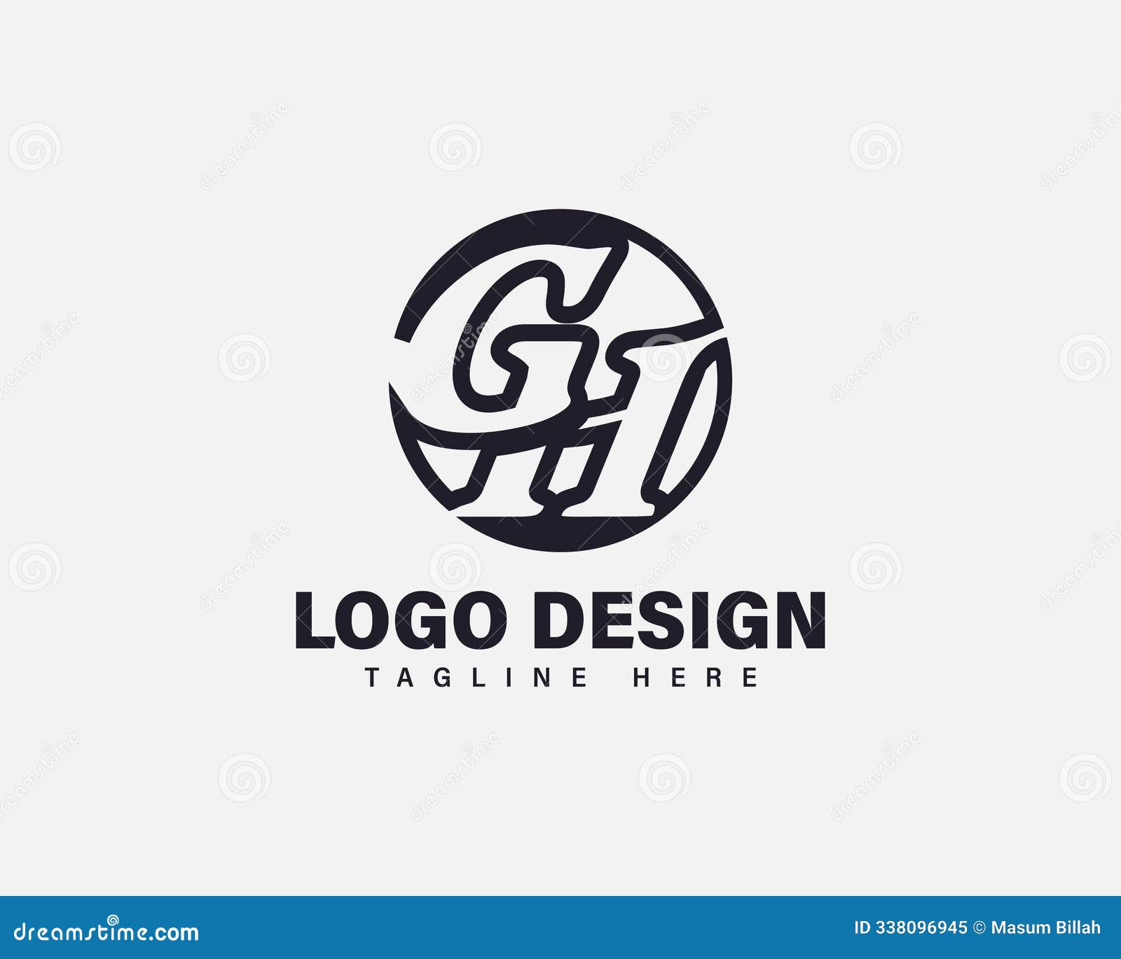 Creative and Minimal Elegant Circle with GH Letters Logo Design ...