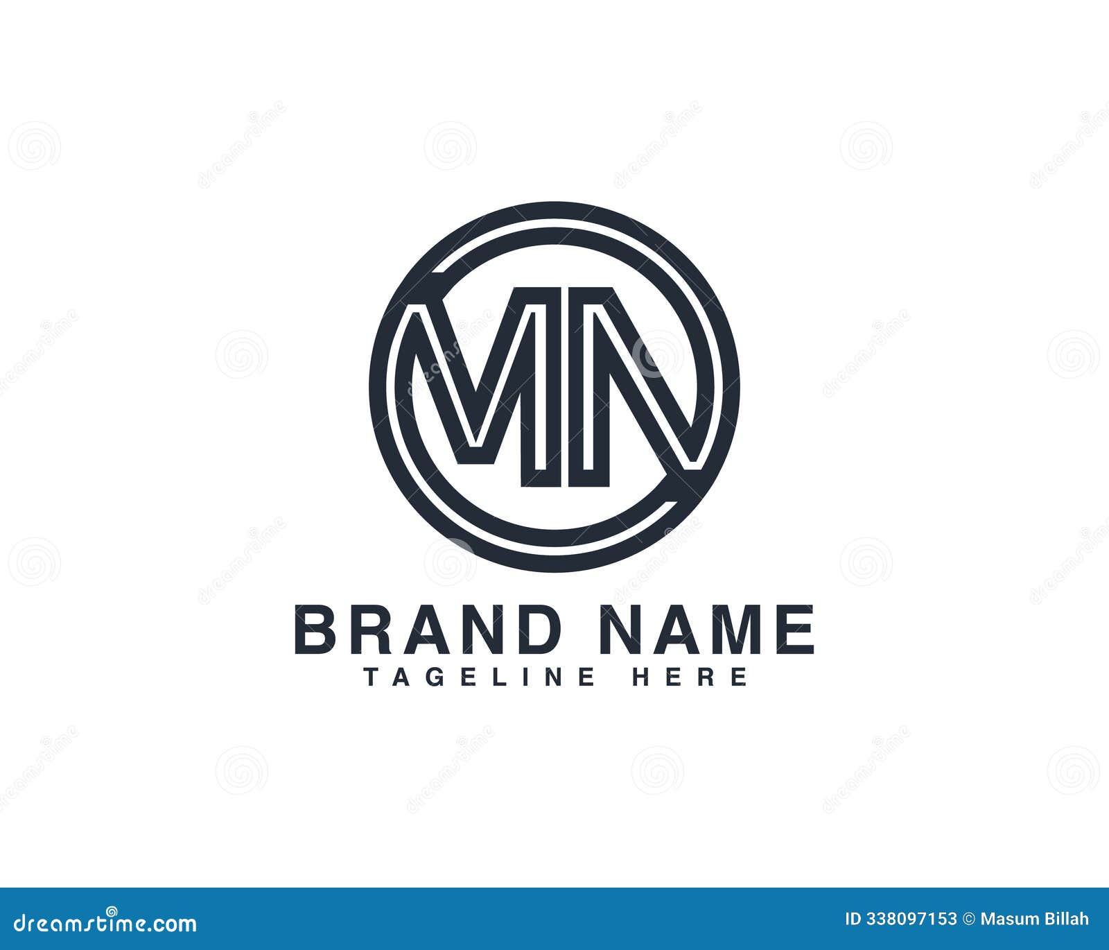 Creative and Minimal Elegant Circle with MN Letters Logo Design ...