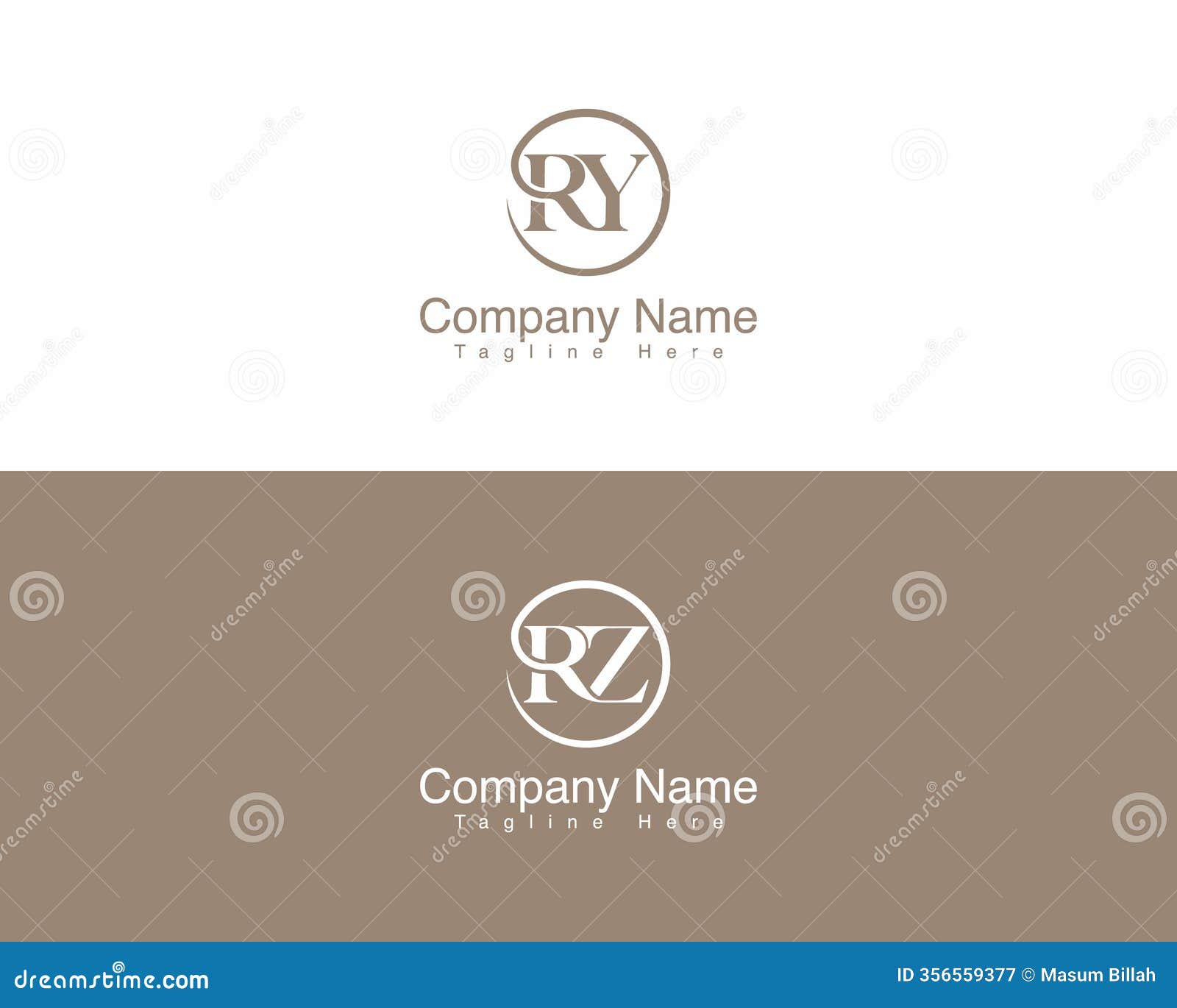 Creative and Minimal Elegant Circle with RY, RZ Letters Logo Design ...