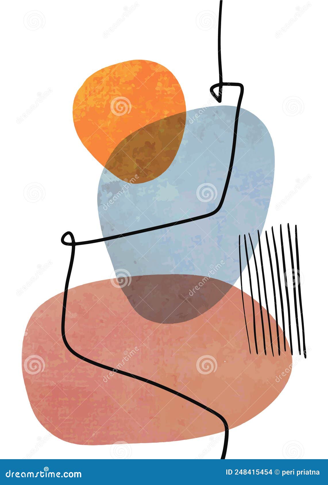 Creative Minimalist Hand Painted. Abstract Design with Doodles and ...