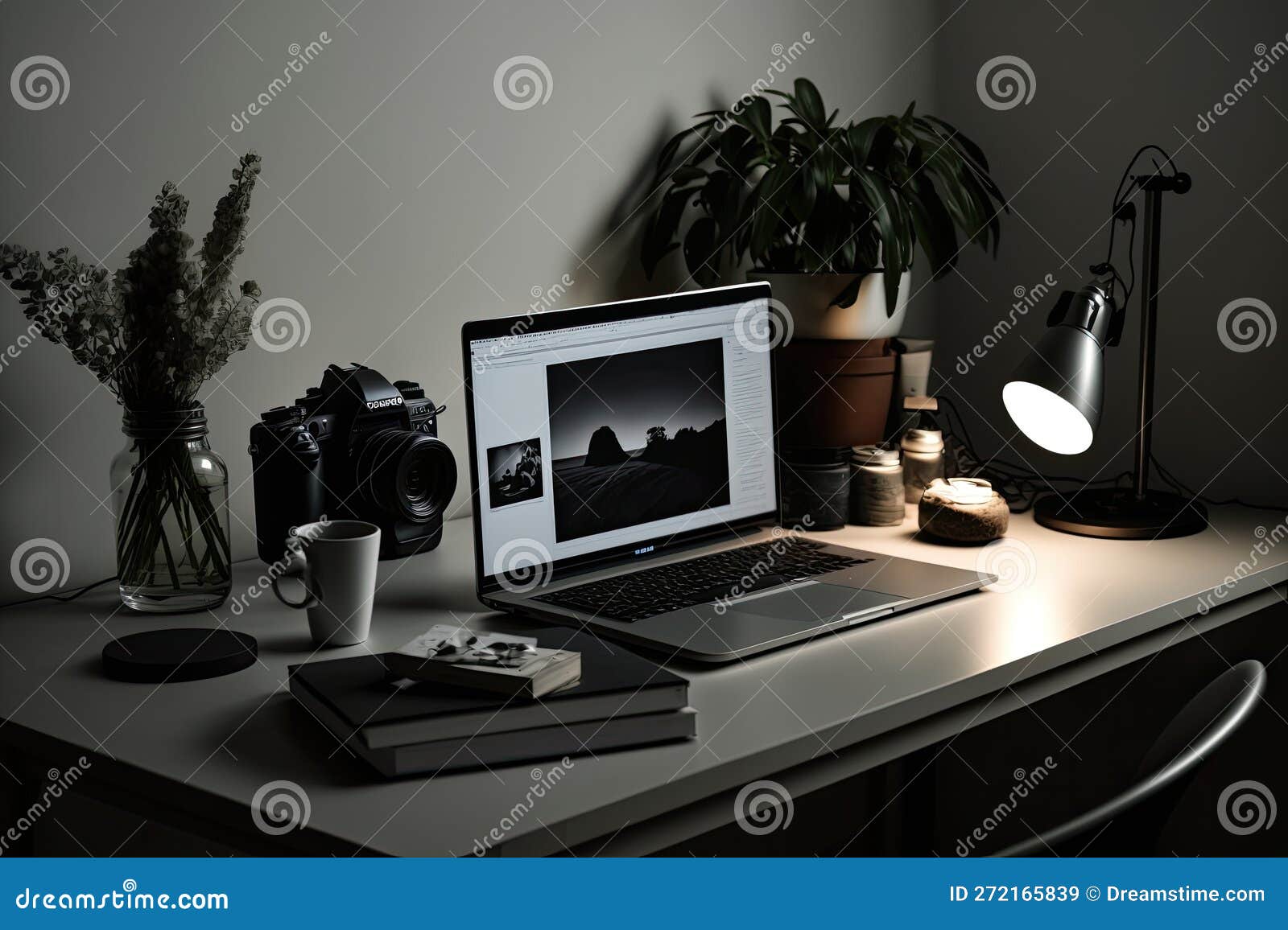 Creative and Minimalist Home Office Desk. Simple Workspace ...
