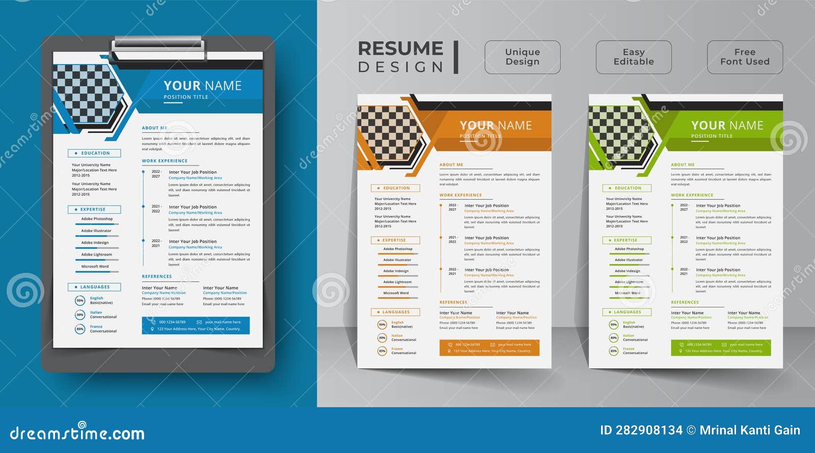 Creative and Minimalist Resume or Cv Template Design with Business Jobs ...