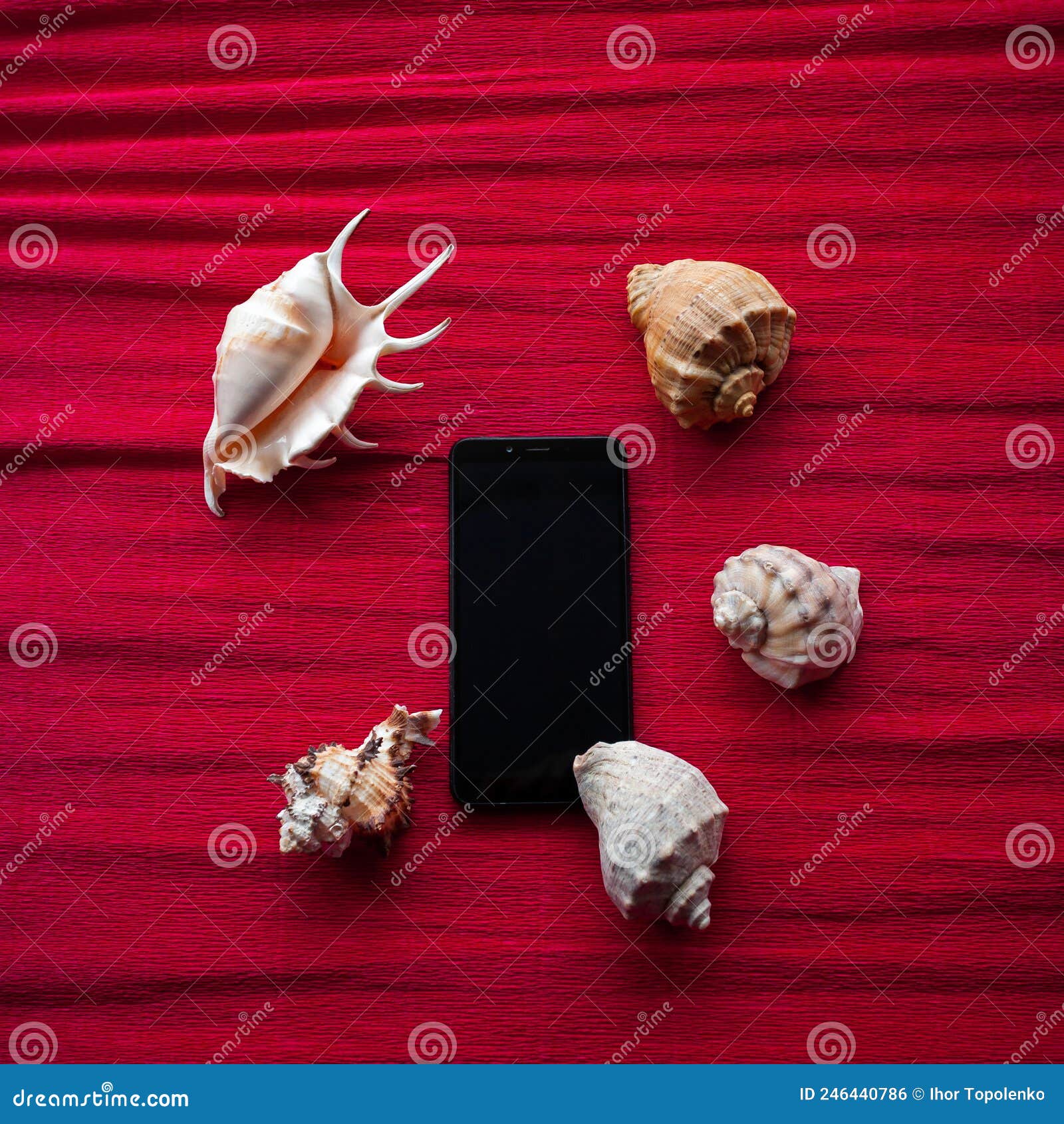 Creative Minimalistic Composition with a Mobile Phone and a Seashell ...