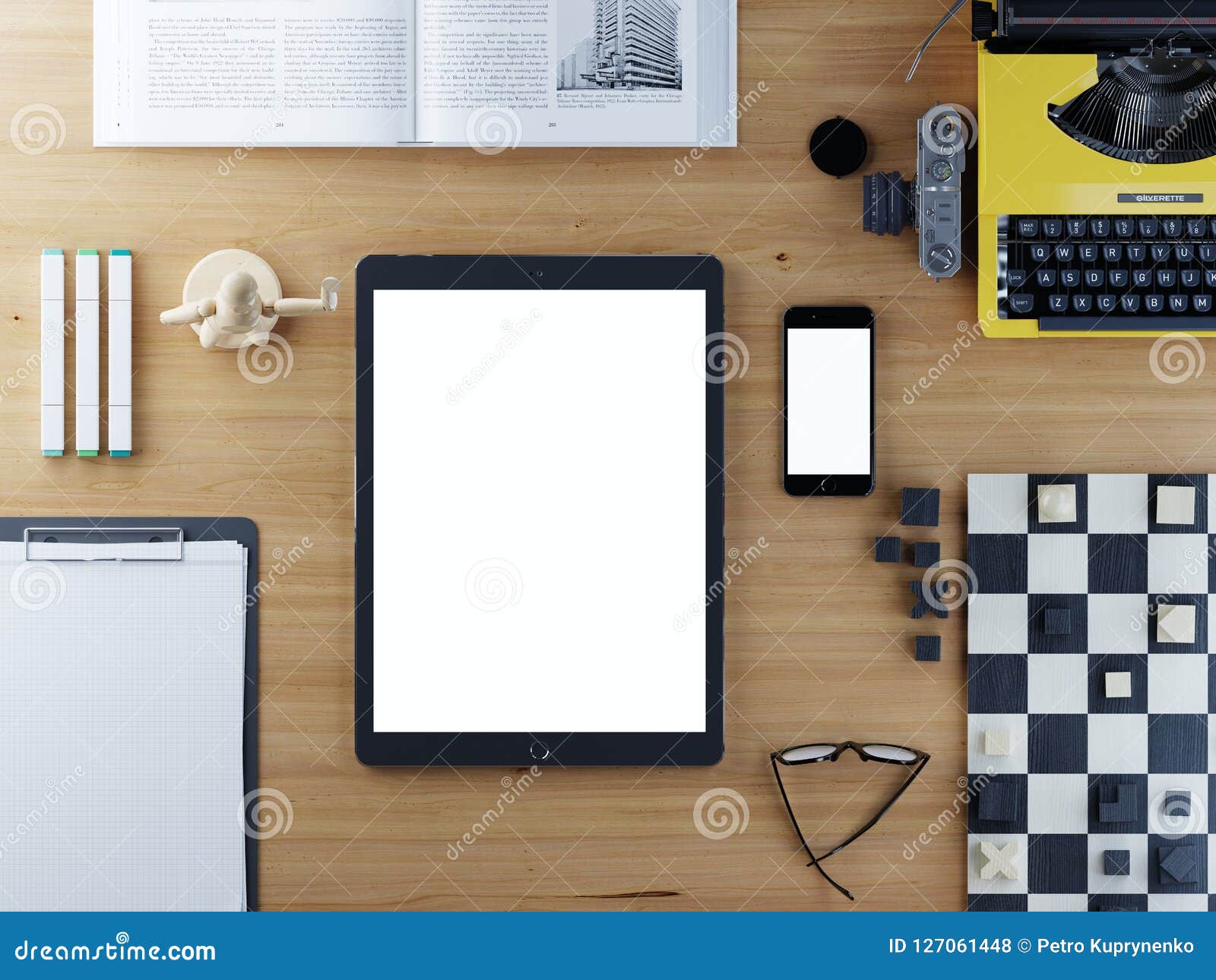 Creative Mockup Screen Tablet Top View. Stock Illustration ...