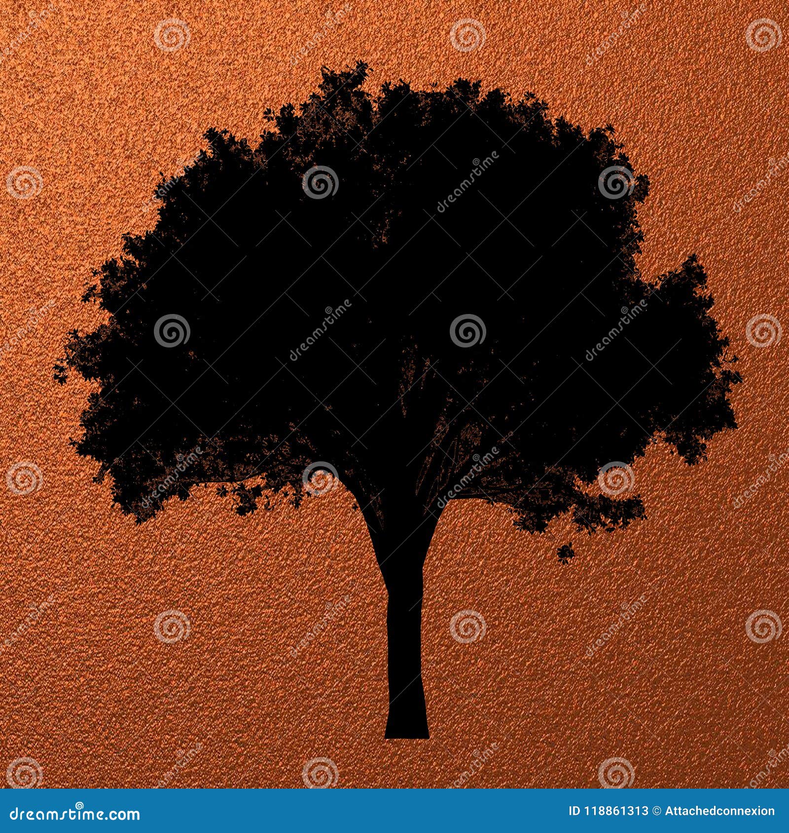 Creative Modern Abstract Tree Silhouette Isolated on Copper Texture ...