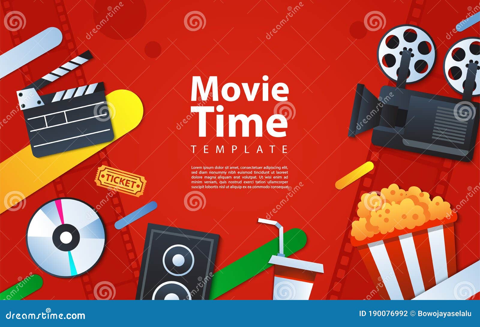 Creative Modern Background Design Based Movie Theme Style Stock Vector ...