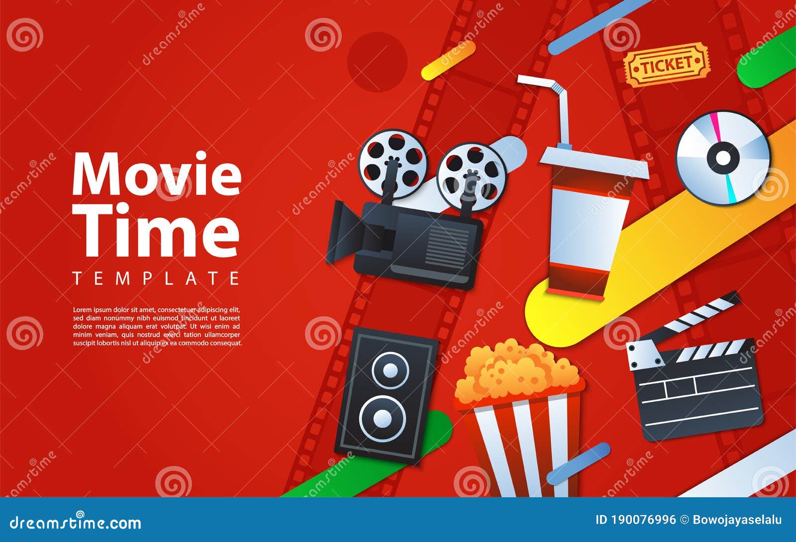 Creative Modern Background Design Based Movie Theme Style Stock Vector ...