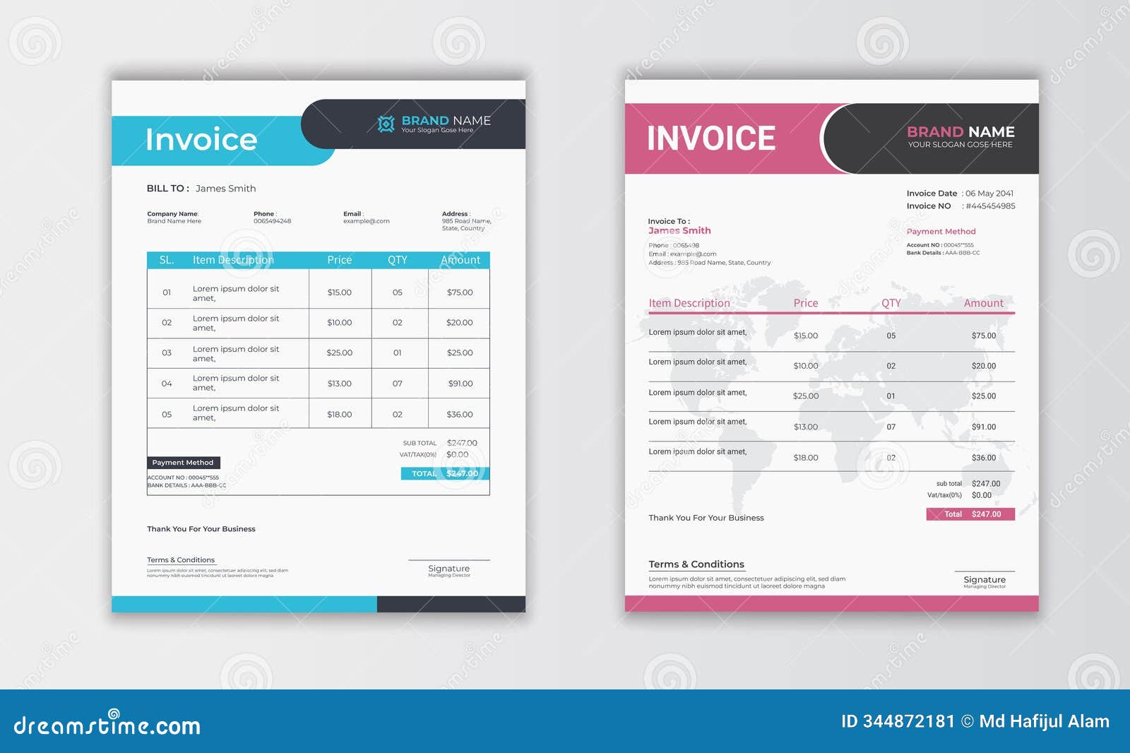 Business Invoice. Blank Accounting Bill With Total Price, Method Of ...