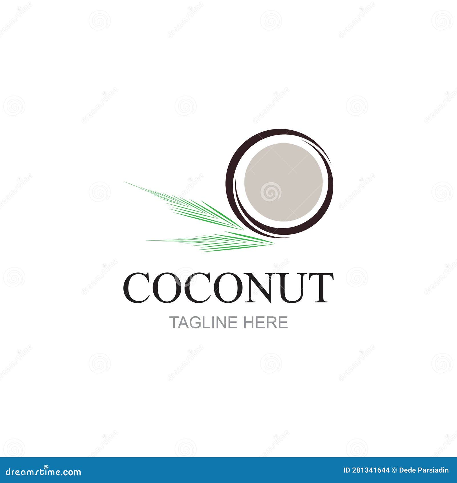 Creative Modern Coconut with Leaves Sign Logo Design Template Stock ...