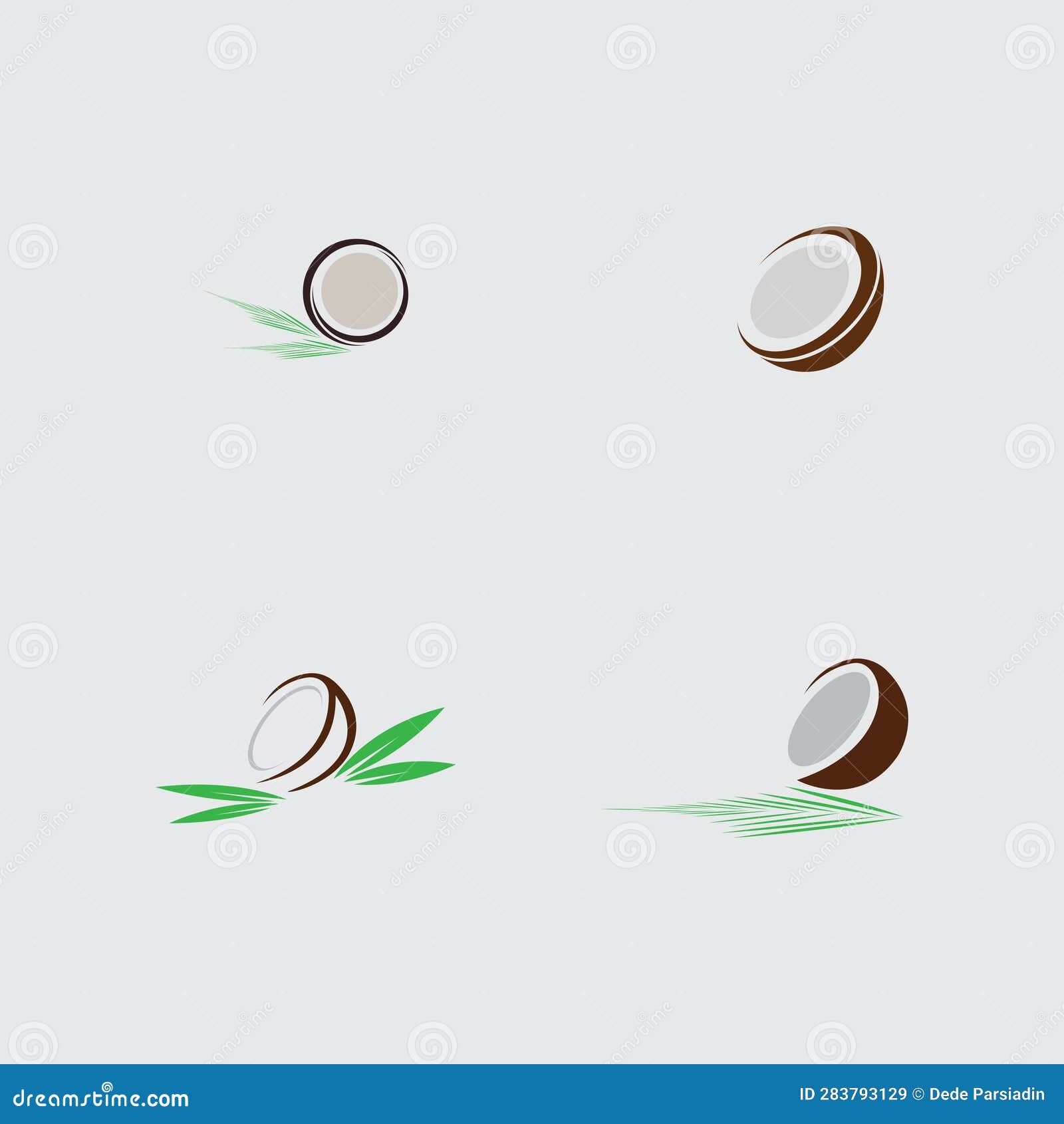 Creative Modern Coconut with Leaves Sign Logo Design Template Stock ...