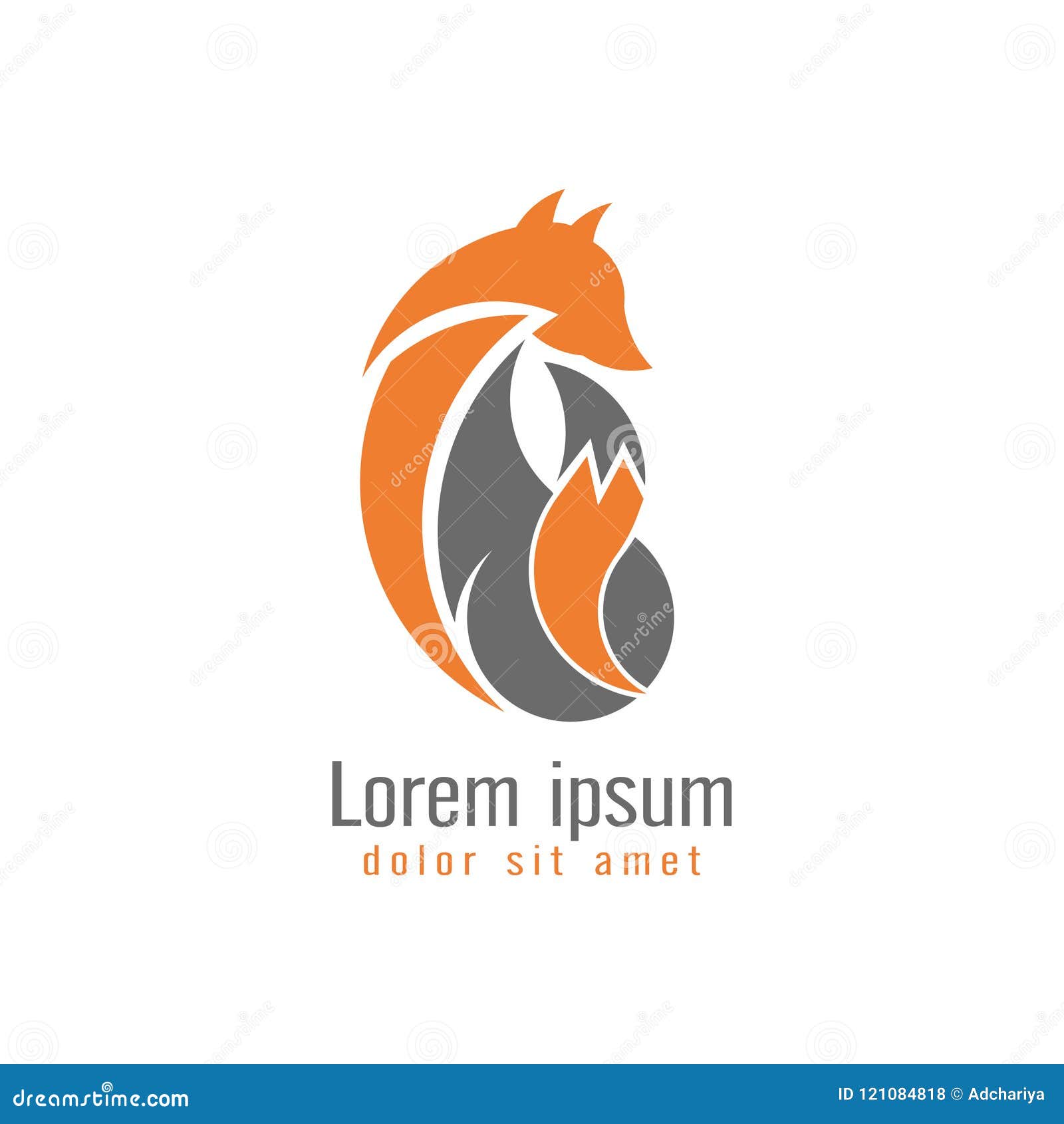 Creative Modern Fox Logo Design Template Two Tone Orange and Gr Stock ...