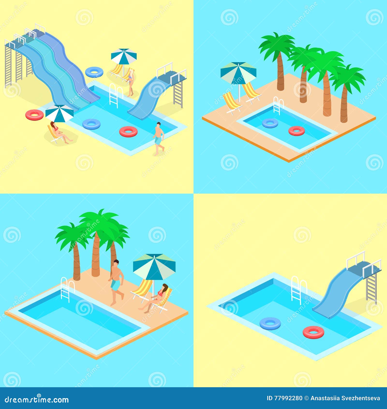 Creative Modern Isometric Design of Swimming Pool Stock Illustration ...