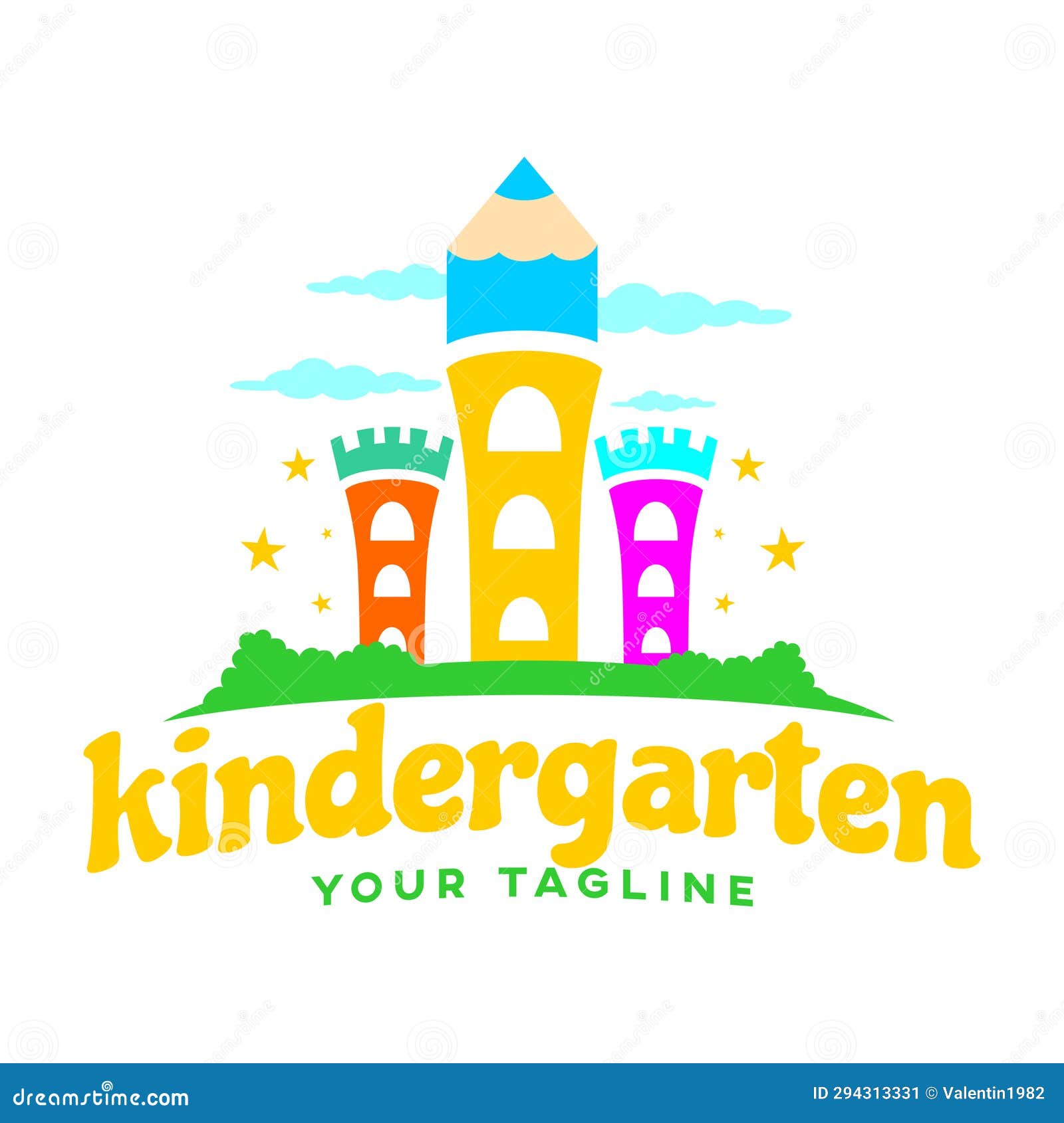 The Kindergarten Logo. Logo For Children Goods Or Play. Flat Colorful ...