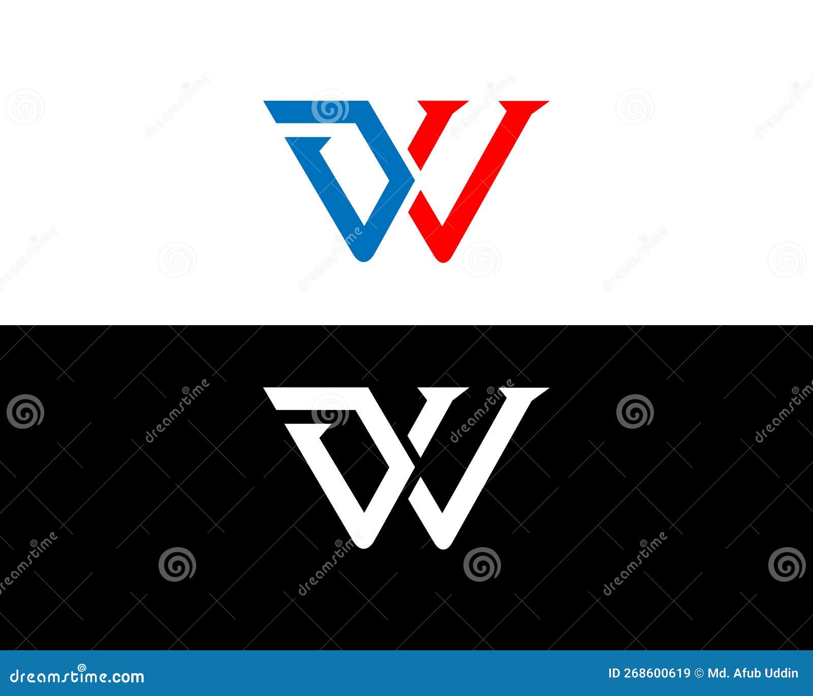 Letter DW Logo Design stock vector. Illustration of cartoon - 268600619