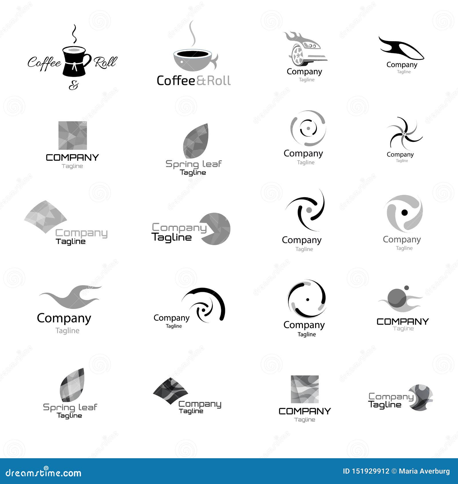 Creative Modern Logo Vector Collection. Black and White Version. Stock ...